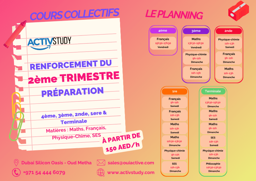 Cours Hebdomadaires - ActivStudy